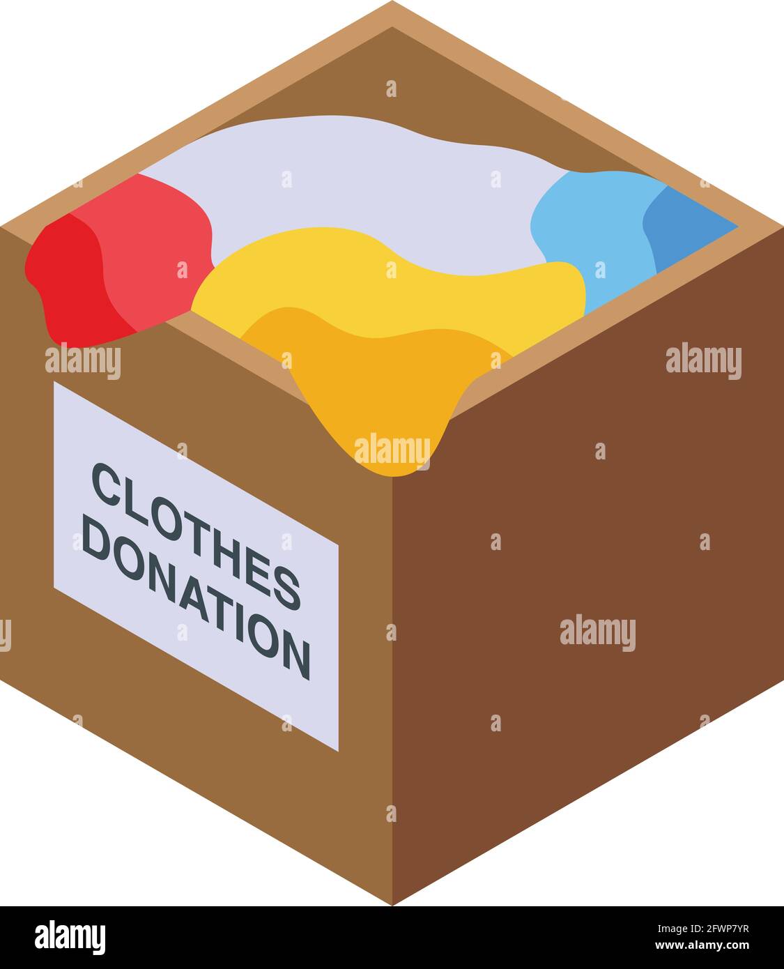 Clothes wood box donation icon. Isometric of Clothes wood box donation ...
