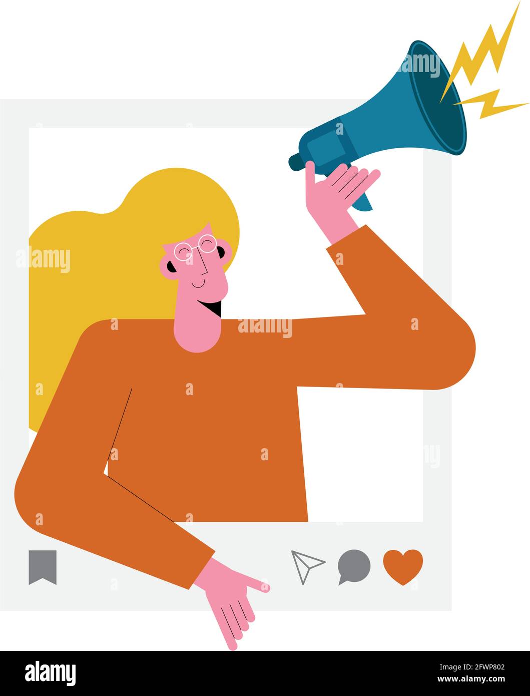 female influencer in template webpage character Stock Vector Image ...