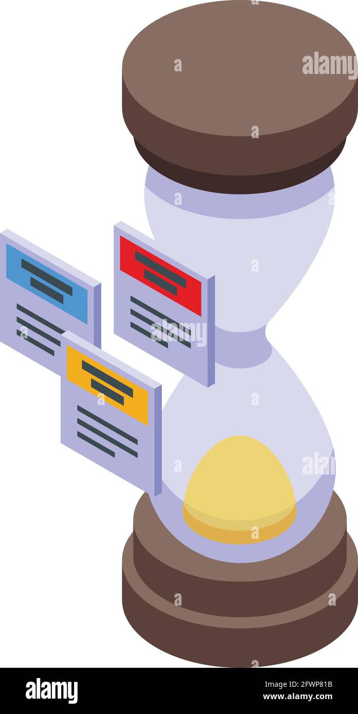 Task schedule hourglass icon. Isometric of Task schedule hourglass ...