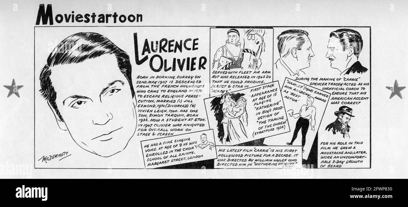 LAURENCE OLIVIER in CARRIE 1952 director WILLIAM WYLER from the novel ...