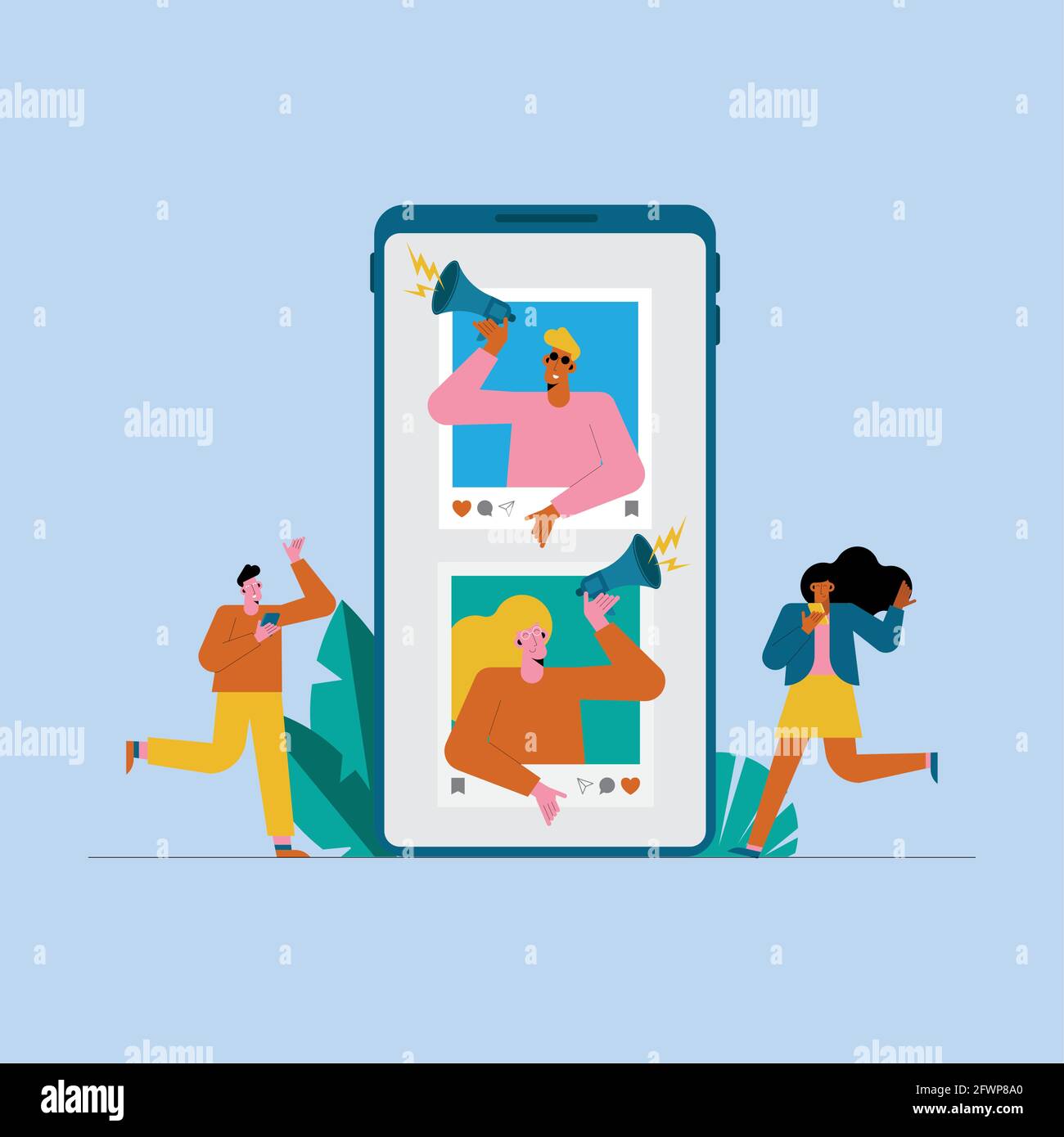 influencers in smartphone comic characters Stock Vector Image & Art - Alamy