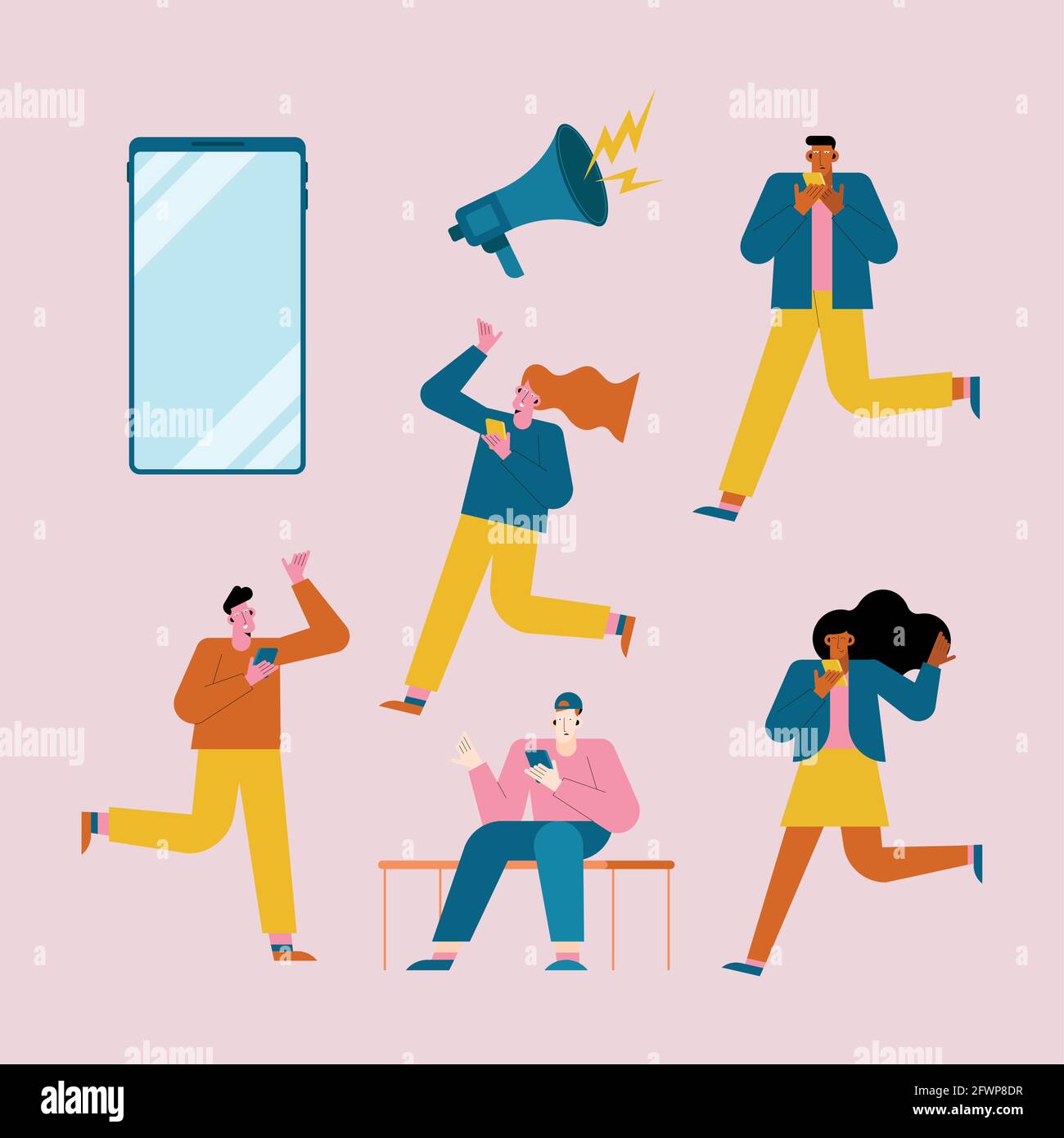 five influencers comic characters group Stock Vector Image & Art - Alamy