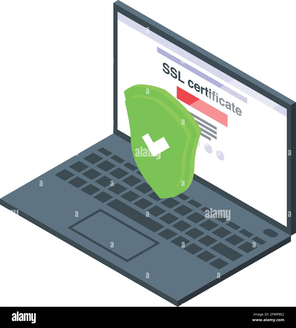 Laptop ssl certificate icon. Isometric of Laptop ssl certificate vector ...