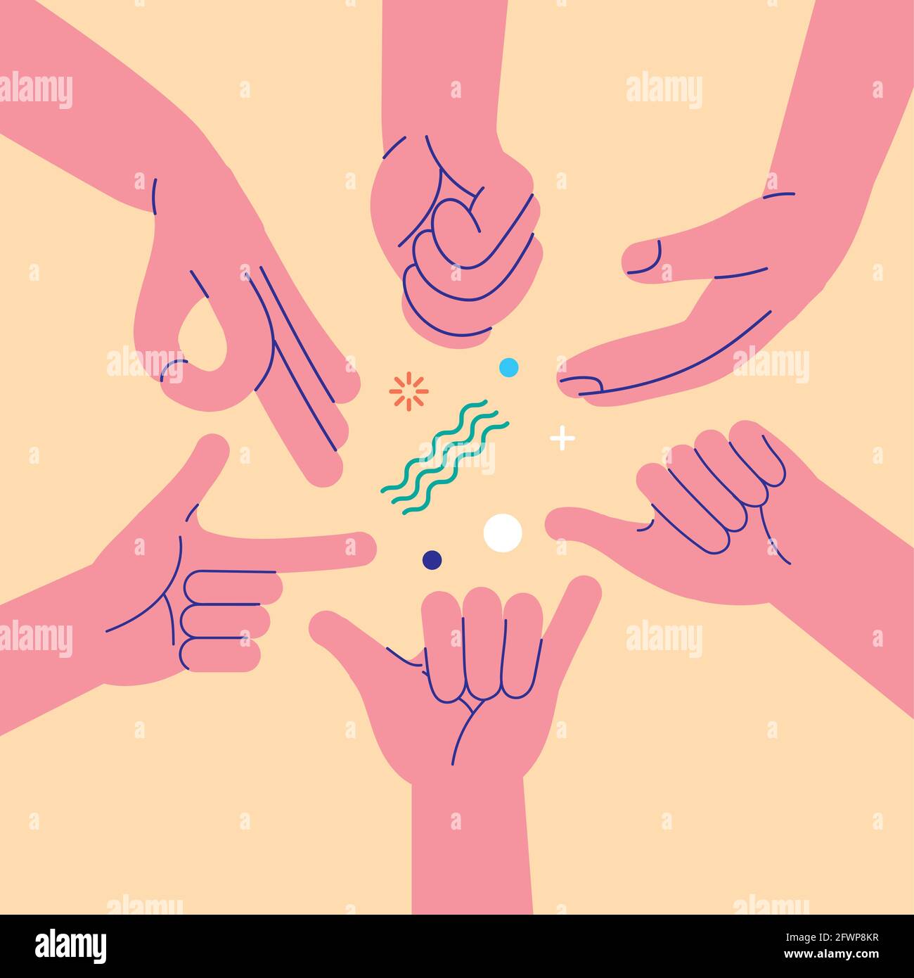 human hands set six gestures Stock Vector Image & Art - Alamy