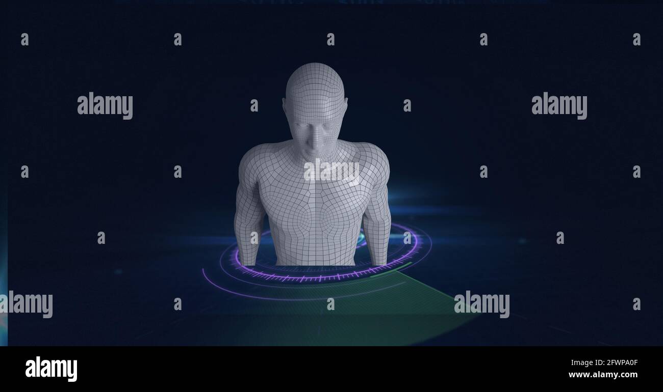 Composition of scope scanning with human body formed with grey ...