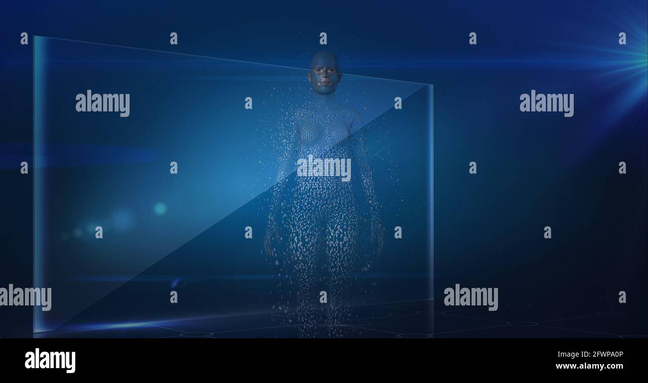 Composition Of Exploding Human Body Formed With Grey Particles And