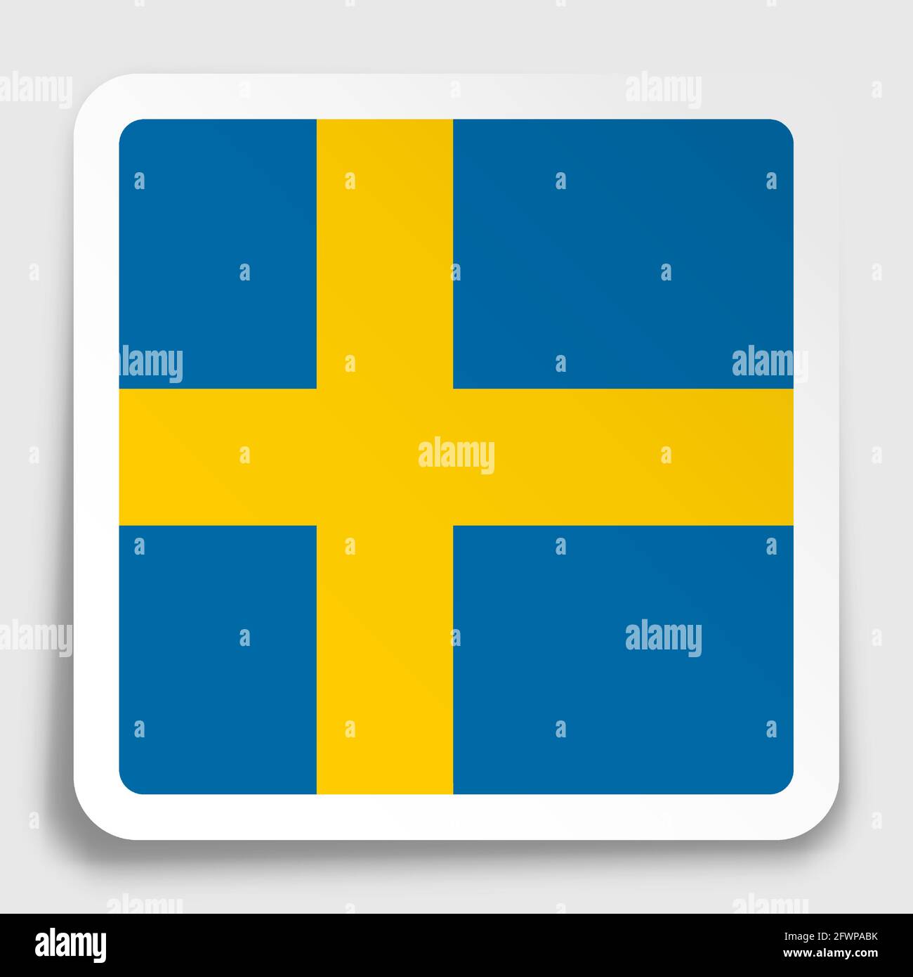 Sweden flag icon on paper square sticker with shadow. Button for mobile ...