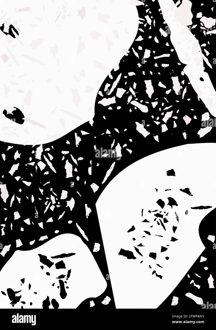 Terrazzo modern abstract template. Black and white texture of classic ...