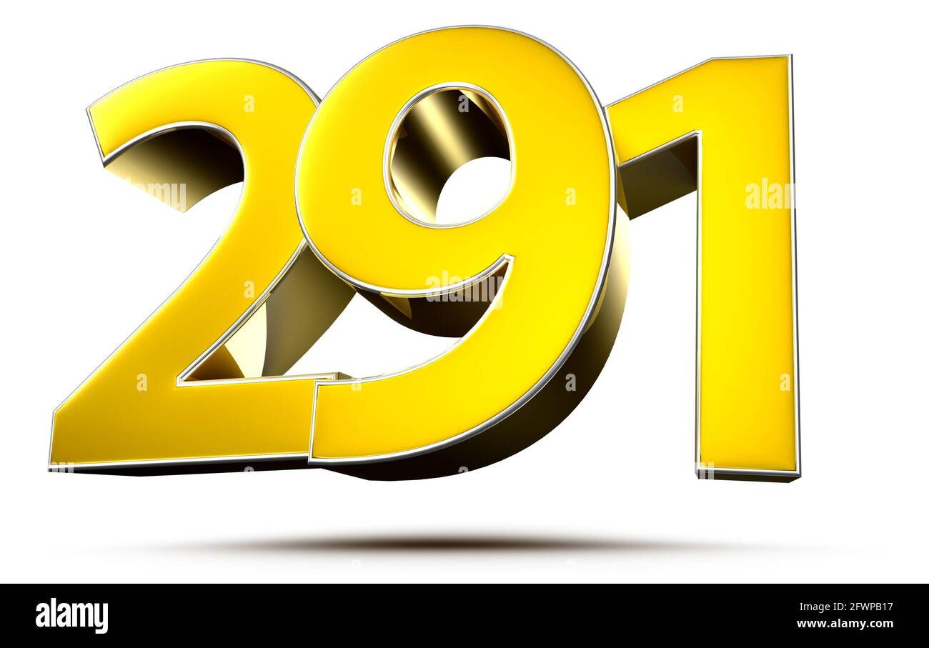 291 gold 3D illustration on white background with clipping path Stock ...