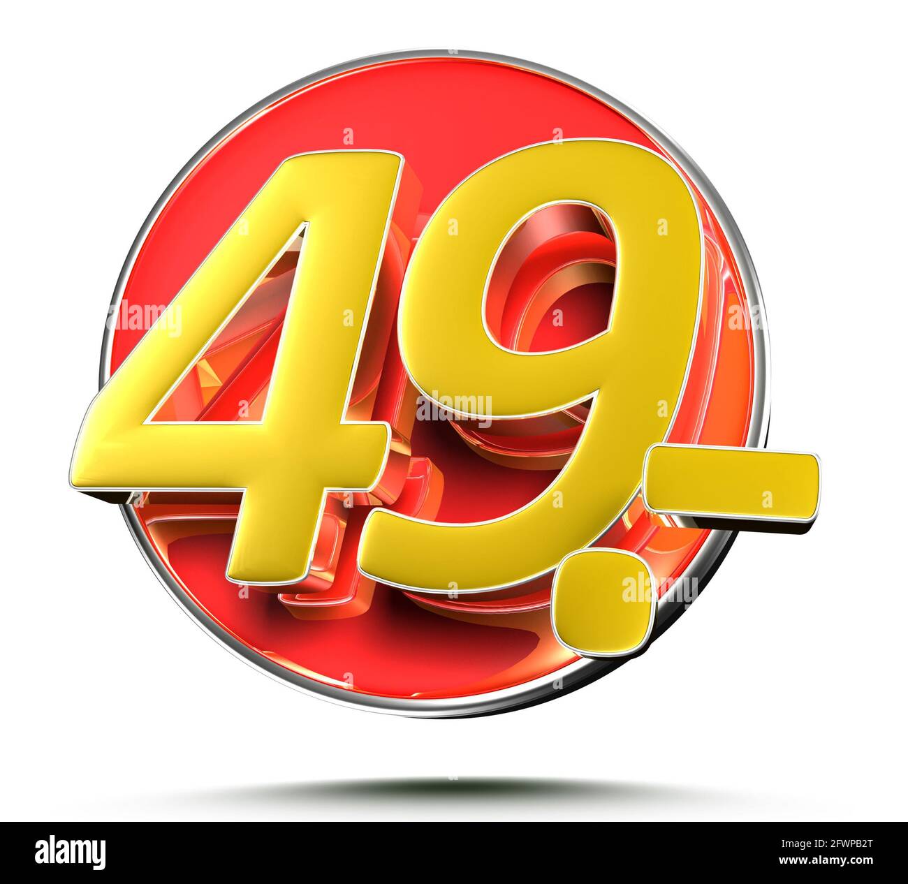 Number 49 price tag isolated on white background 3D illustration with ...