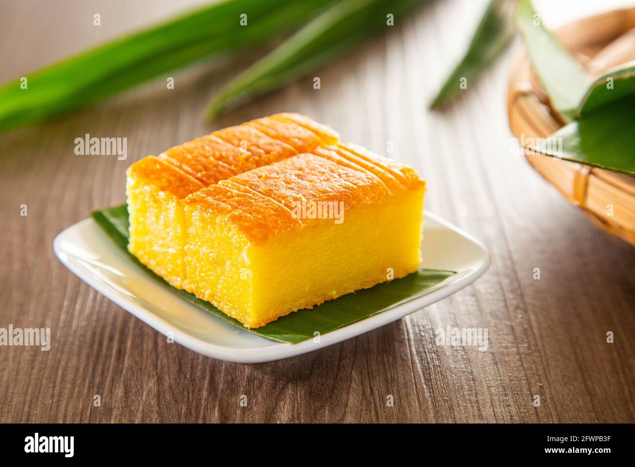 Kuih Bingka Ubi, traditional Malaysian Nyonya sweet cake Stock Photo ...