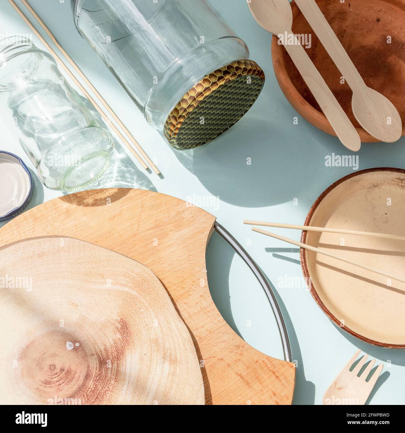 Eco friendly reusable kitchen utensils. Ecology, recycling, no plastic ...