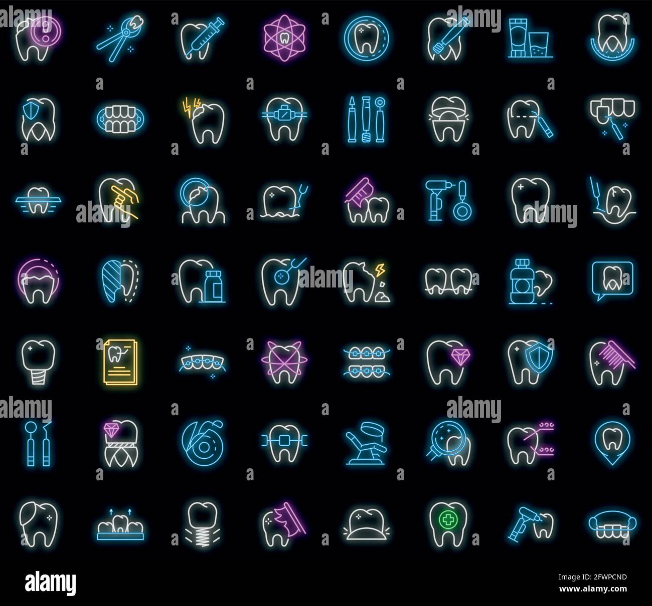 Tooth restoration icons set. Outline set of tooth restoration vector ...