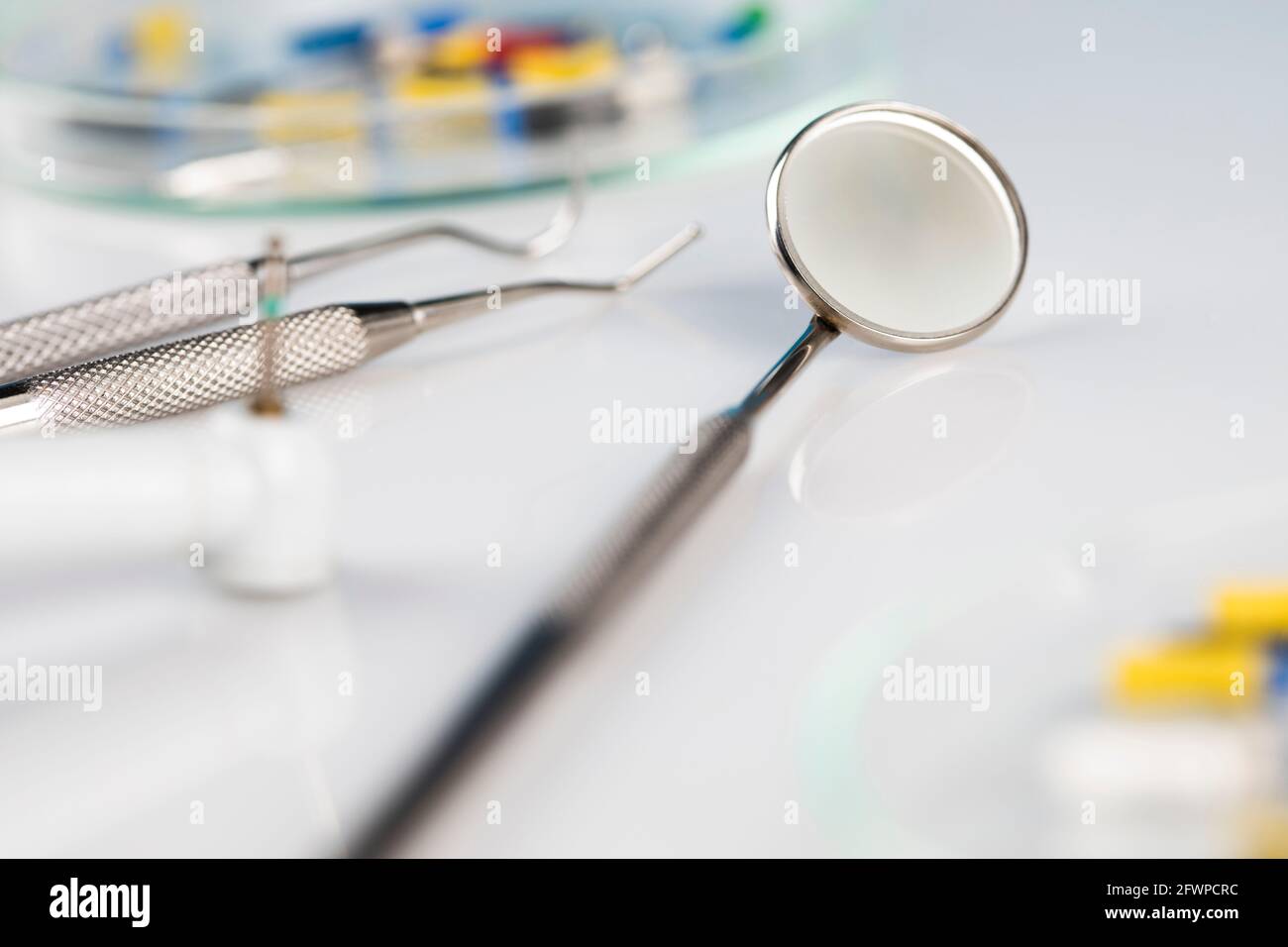 Dental tools and equipment background Stock Photo - Alamy