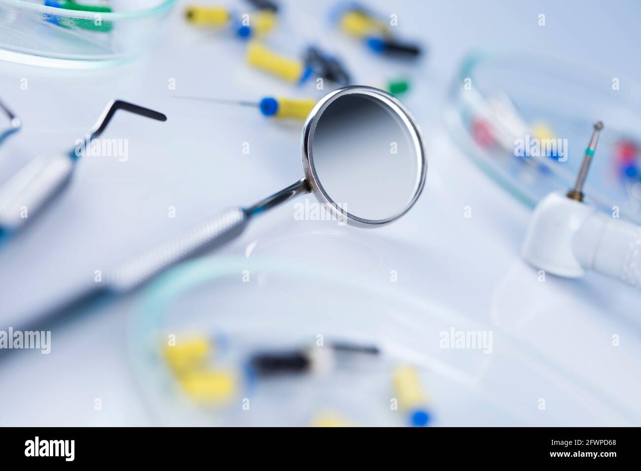 Set of metal medical equipment tools for teeth dental Stock Photo - Alamy