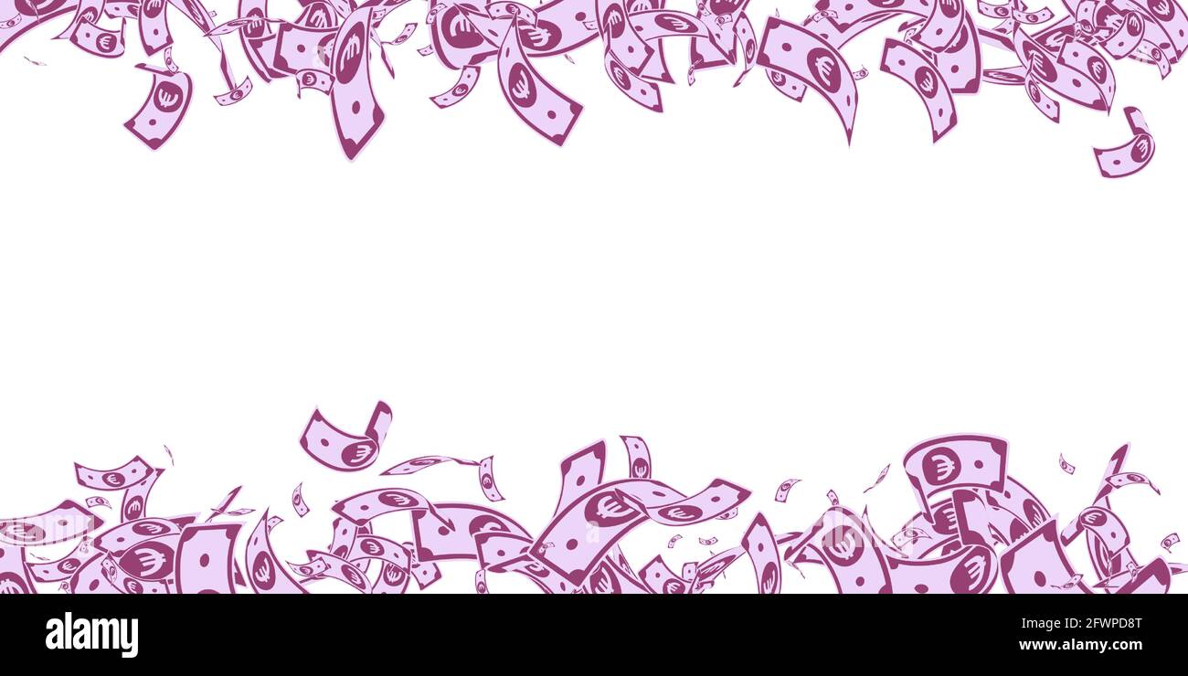 European Union Euro notes falling. Messy EUR bills on white background ...