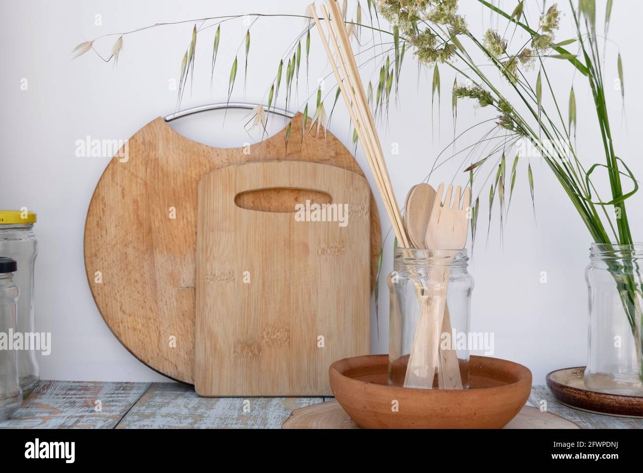 Eco friendly reusable kitchen utensils. Ecology, recycling, no plastic ...