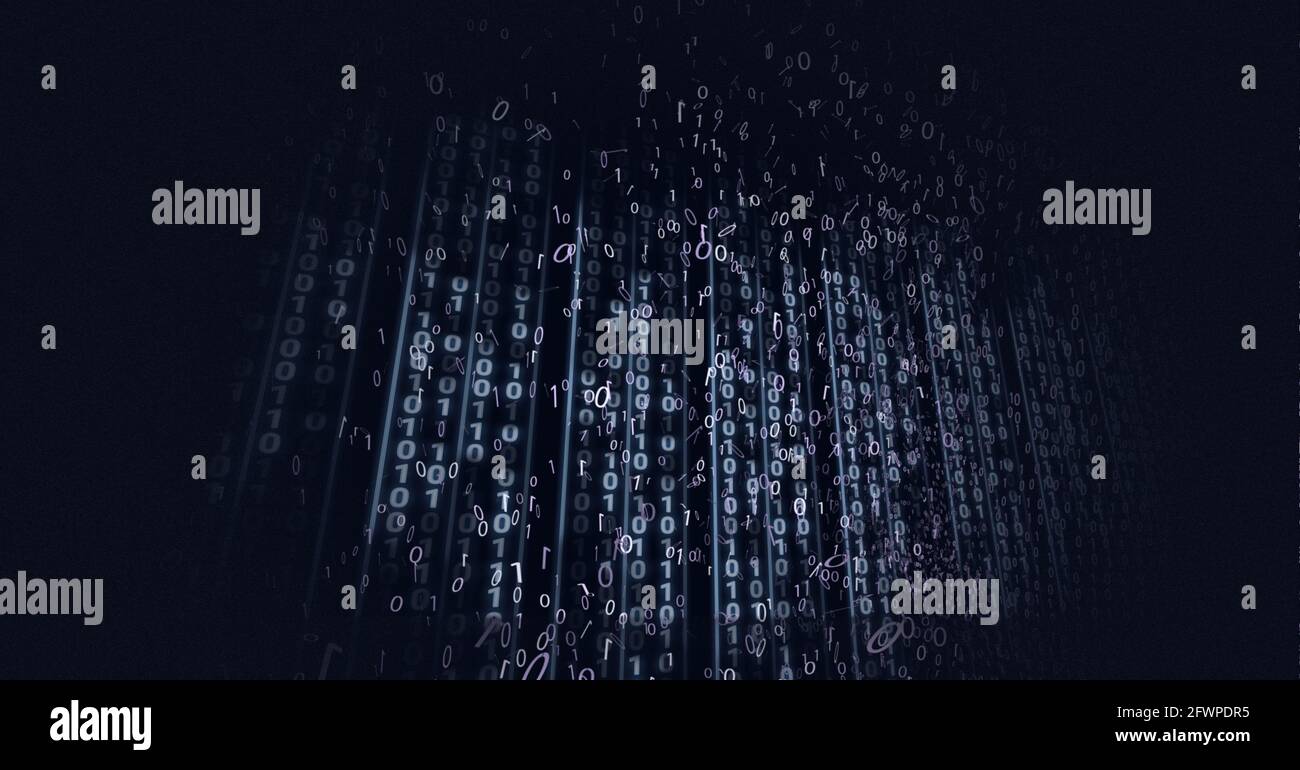 Composition of binary coding on black background Stock Photo - Alamy