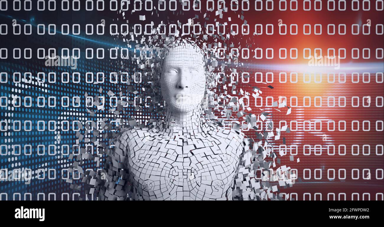 Composition Of Exploding Human Bust Formed With Particles Over Binary
