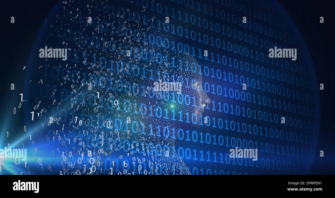 Composition Of Exploding Human Bust Formed With Particles Over Binary