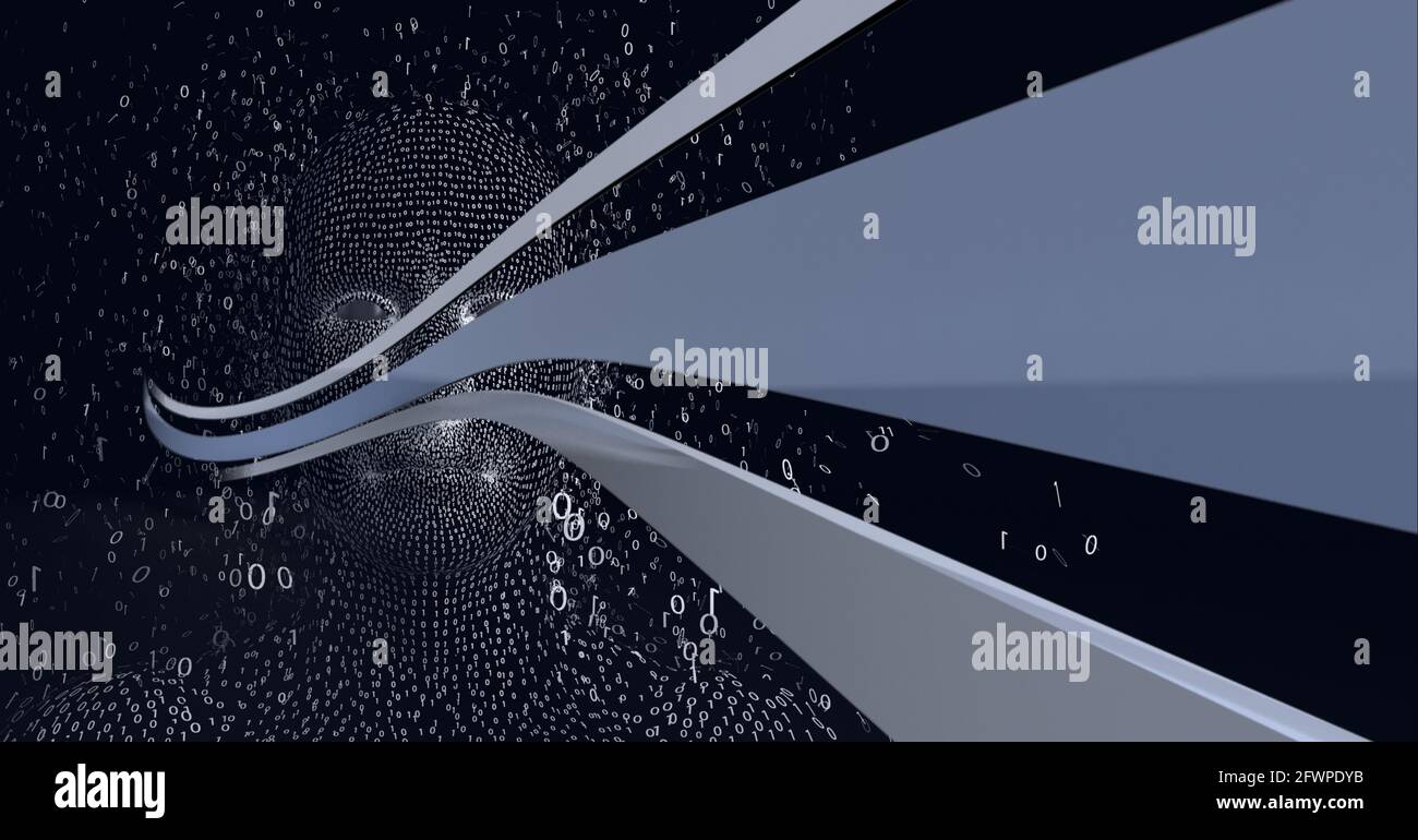 Composition Of Exploding Human Head Formed With Binary Coding And Grey 5354