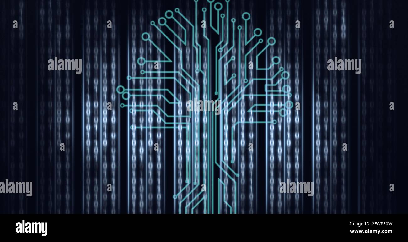 Composition Of Binary Coding Processing Ove Computer Circuit Board