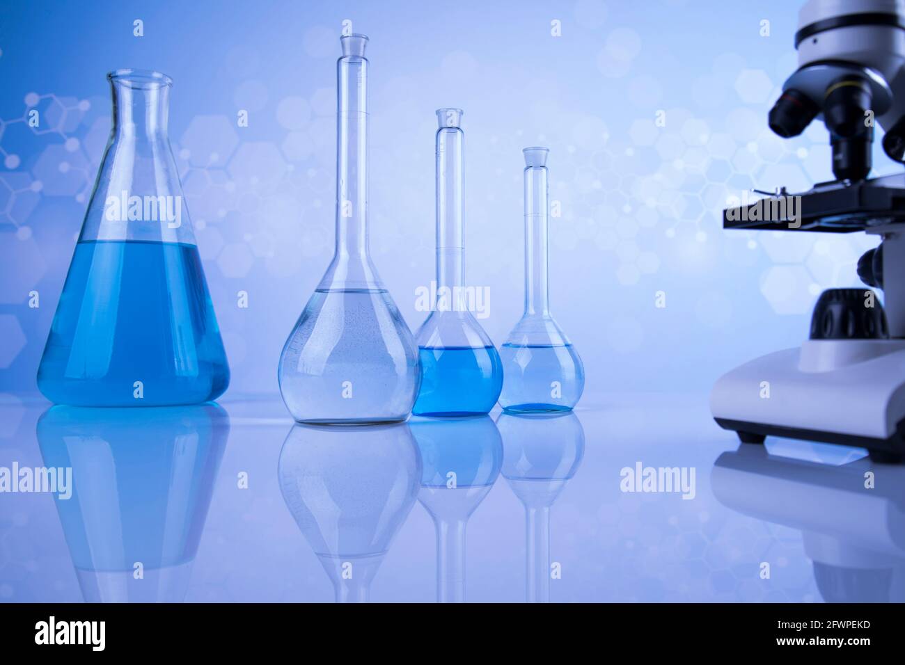 Development, Scientific glassware for chemical experiment Stock Photo ...