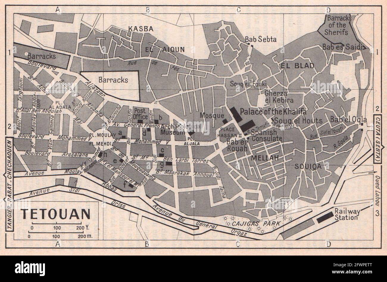 Tetouan vintage town city tourist plan. Morocco 1966 old vintage map ...