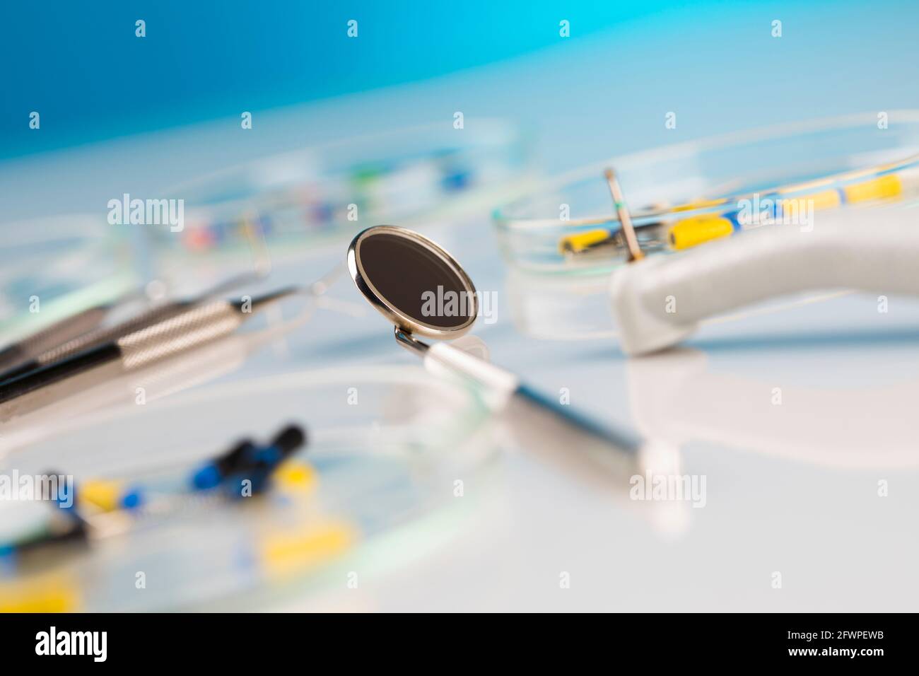 Set of metal medical equipment tools for teeth dental Stock Photo - Alamy