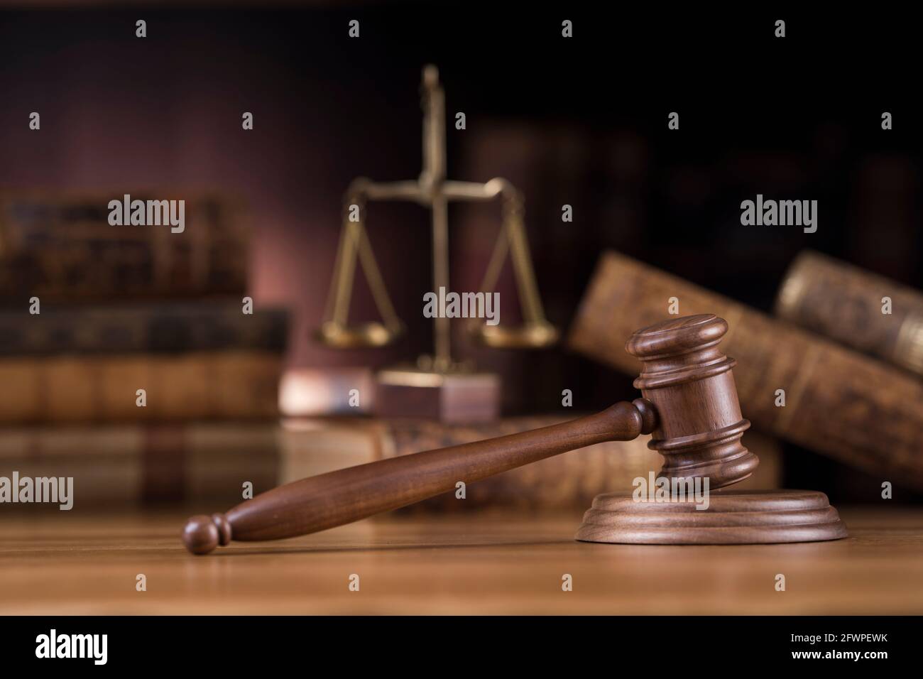 Law theme, mallet of judge, wooden gavel, globe background Stock Photo ...