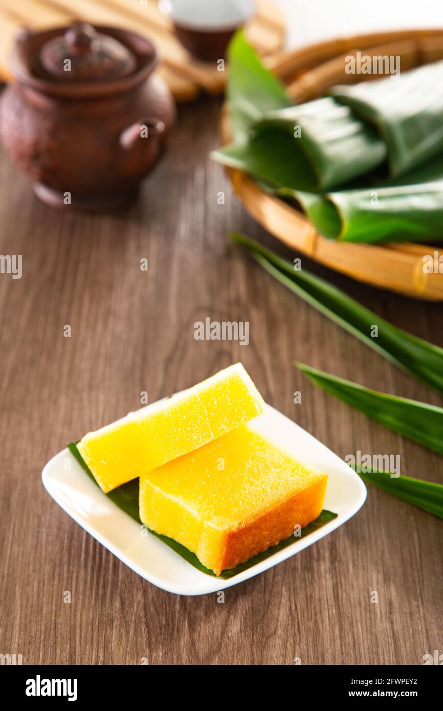 Kuih Bingka Ubi, traditional Malaysian Nyonya sweet cake Stock Photo ...