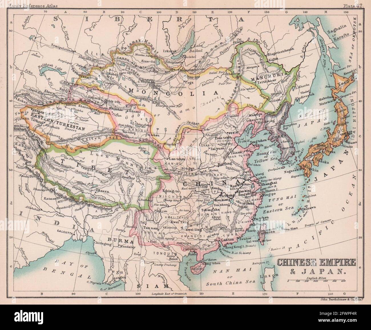Chinese Empire Japan China Korea Tibet Mongolia Manchuria. BARTHOLOMEW ...