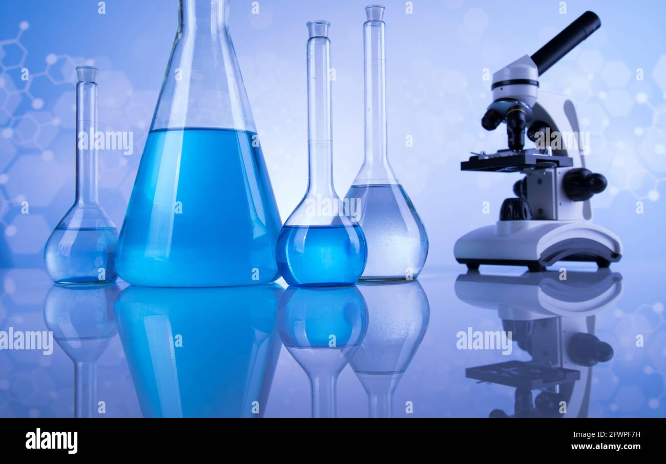 Microscope, Glassware, Laboratory beakers,Science experiment Stock ...