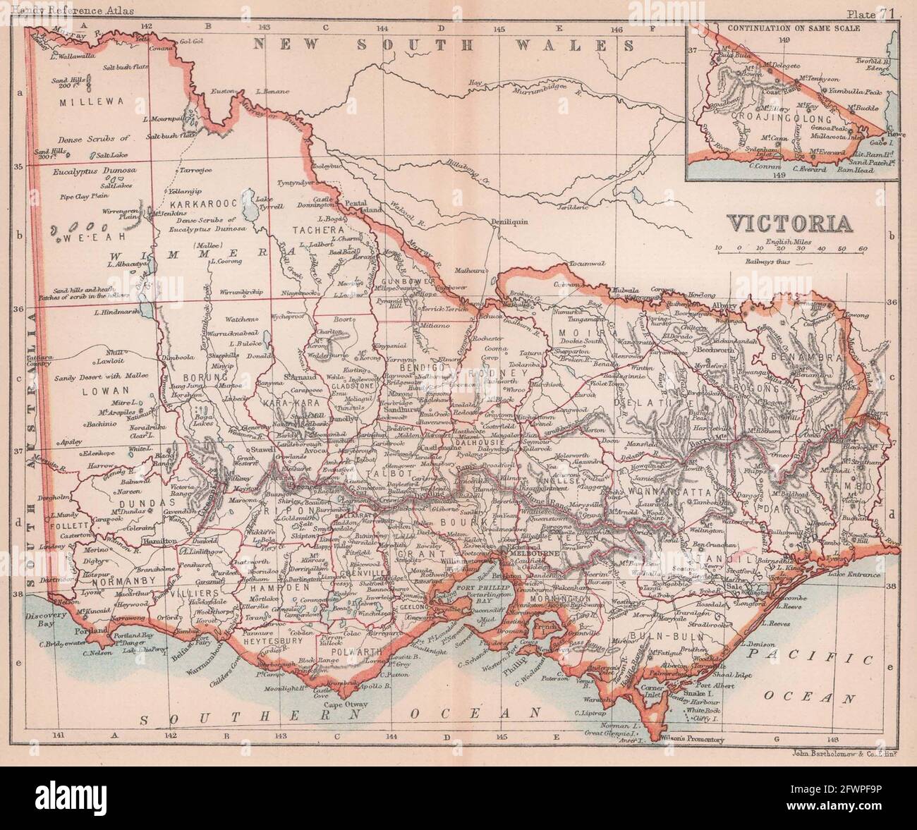 Victoria in counties. BARTHOLOMEW 1893 old antique vintage map plan ...