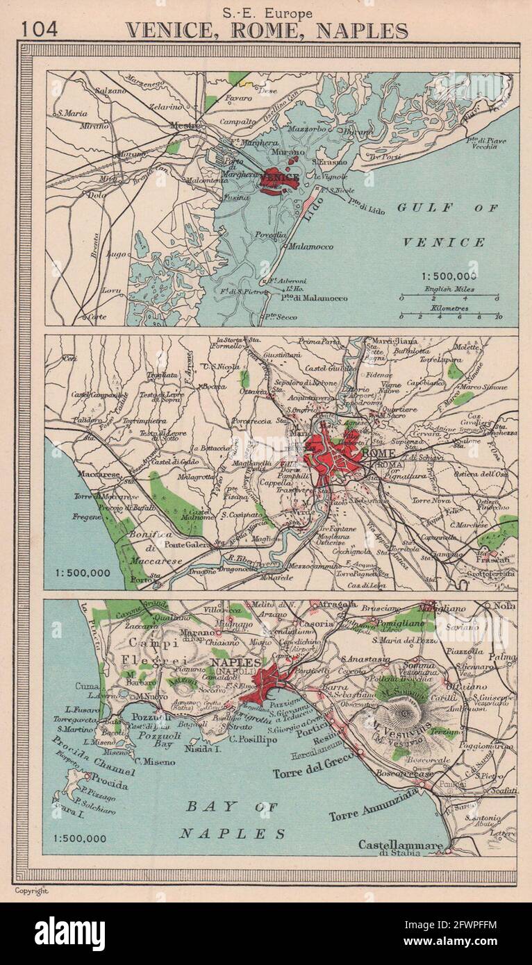 Italy cities environs. Venice, Rome & Naples. BARTHOLOMEW 1949 old ...