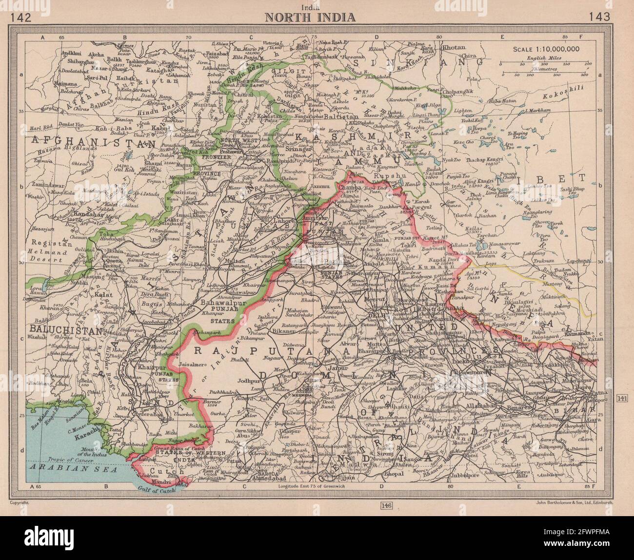Old india pakistan map hi-res stock photography and images - Alamy