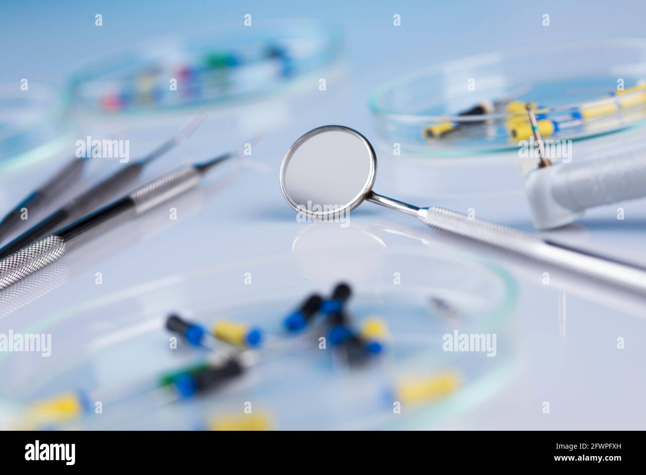 Set of metal medical equipment tools for teeth dental Stock Photo - Alamy