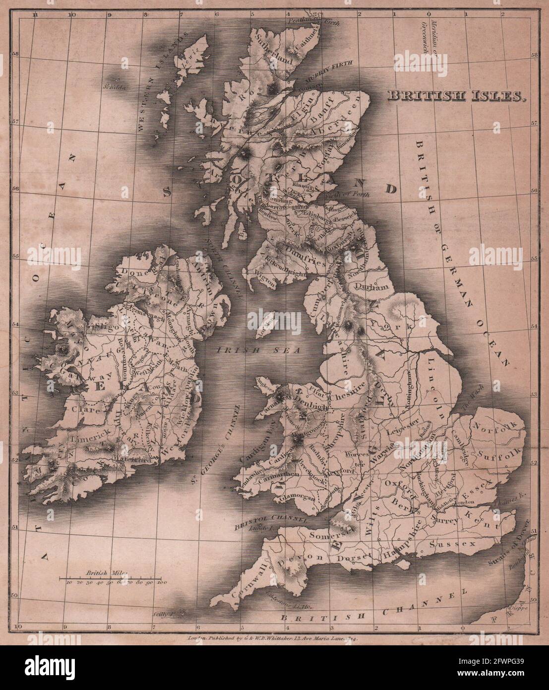 British Isles antique copperplate map by Benjamin Pitts Capper 1825 old ...
