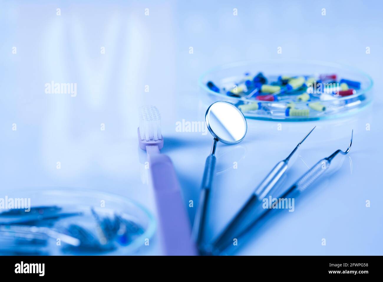 Set of metal medical equipment tools for teeth dental Stock Photo - Alamy