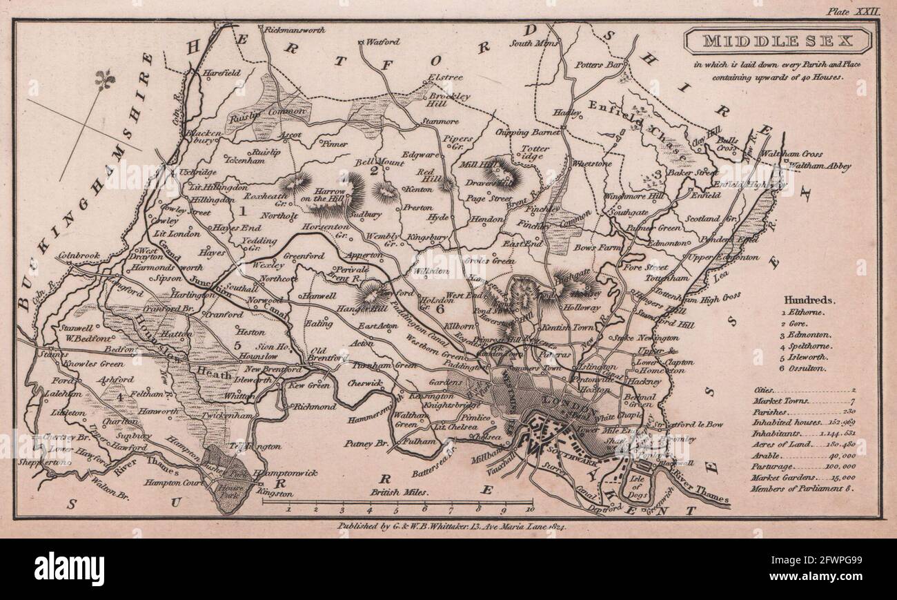 Old london map middlesex hi-res stock photography and images - Alamy