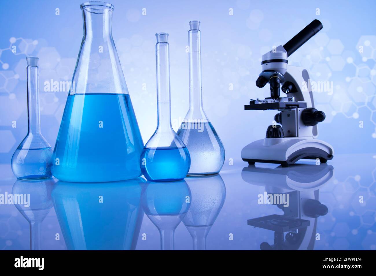 Microscope, Glassware, Laboratory beakers,Science experiment Stock ...