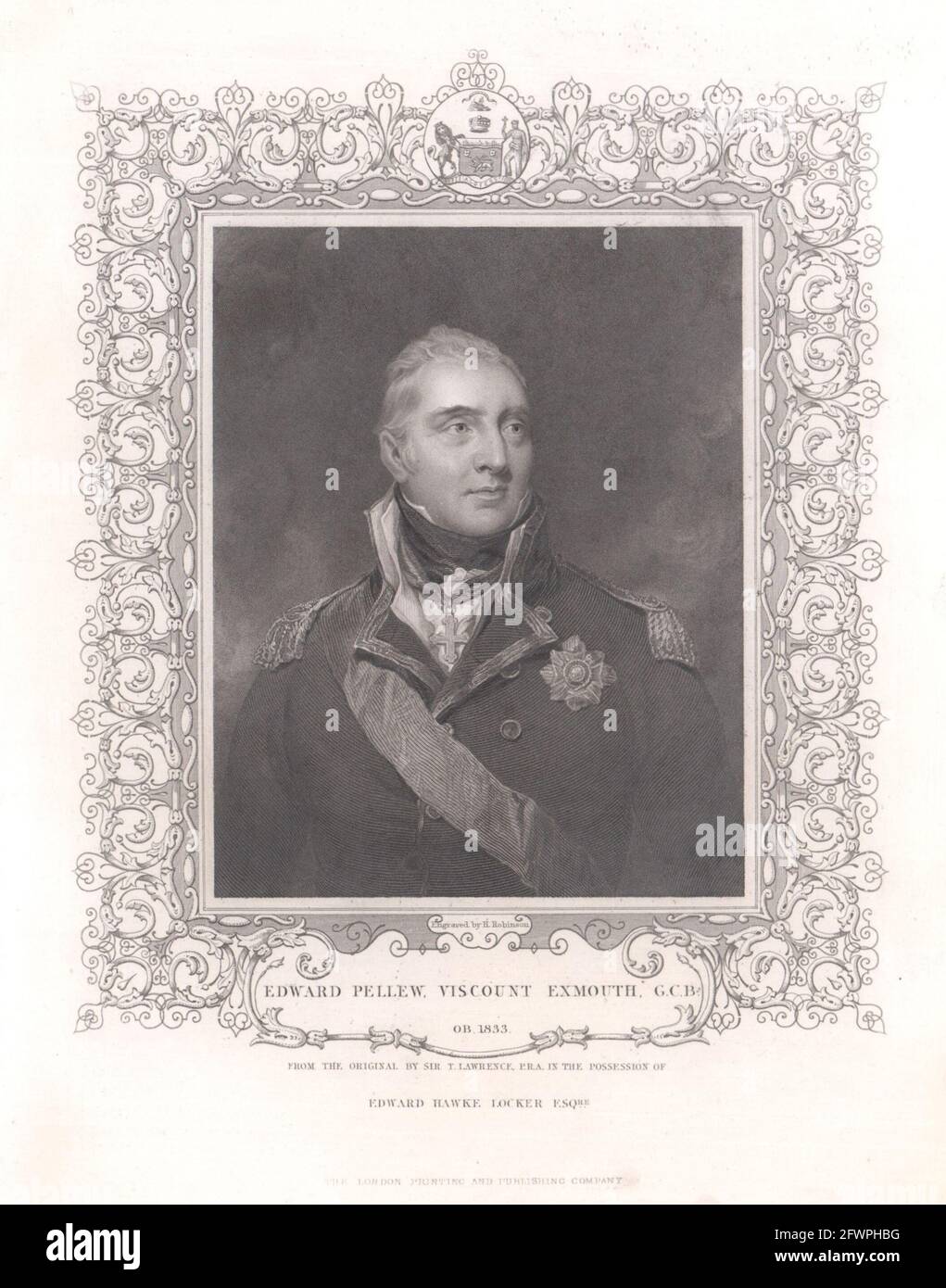 Edward Pellew, Viscount Exmouth, G.C.B. TALLIS c1855 old antique print ...