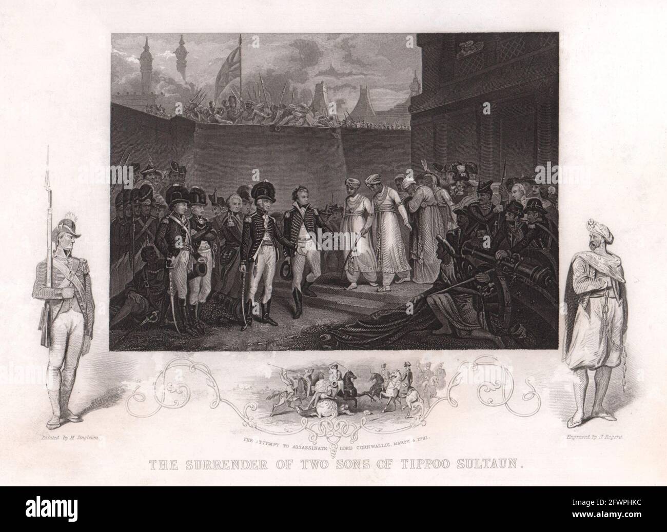 Surrender of Tipu Sultan's sons. Mysore. Cornwallis 1791. TALLIS c1855 ...