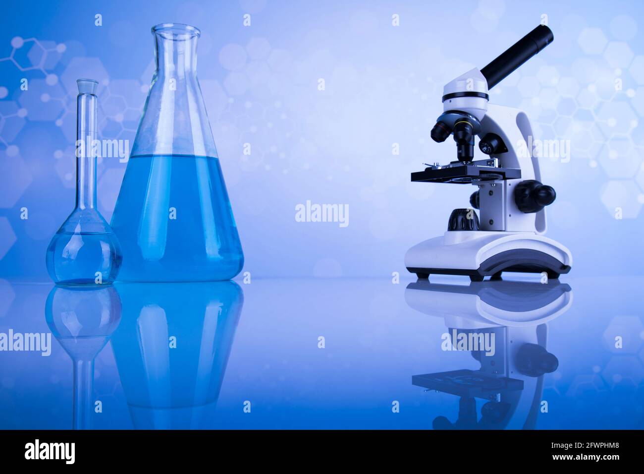 Microscope, Glassware, Laboratory beakers,Science experiment Stock ...