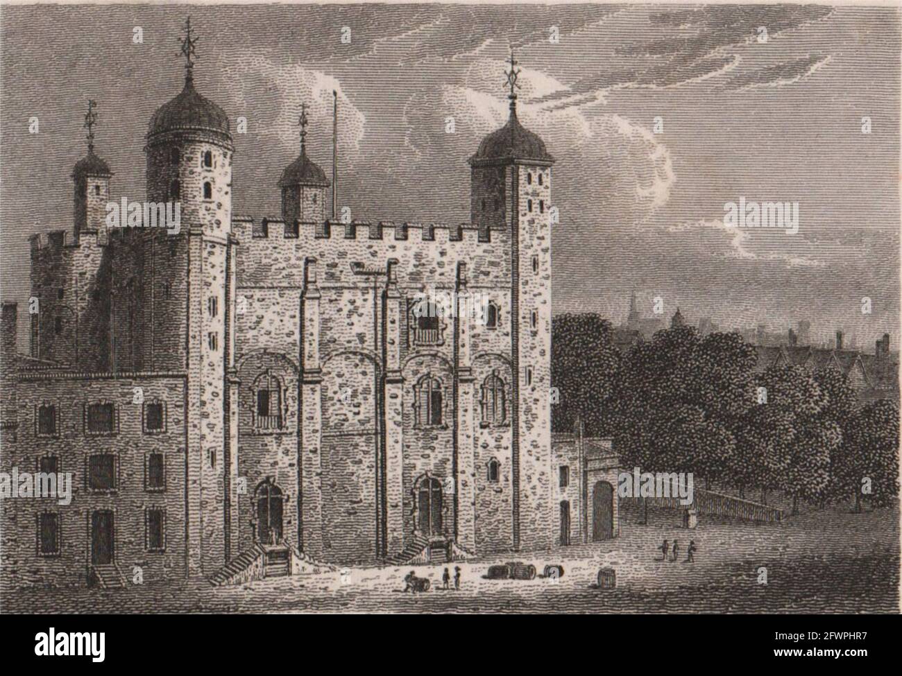 Tower of London. Antique engraved print 1817 old vintage picture Stock ...