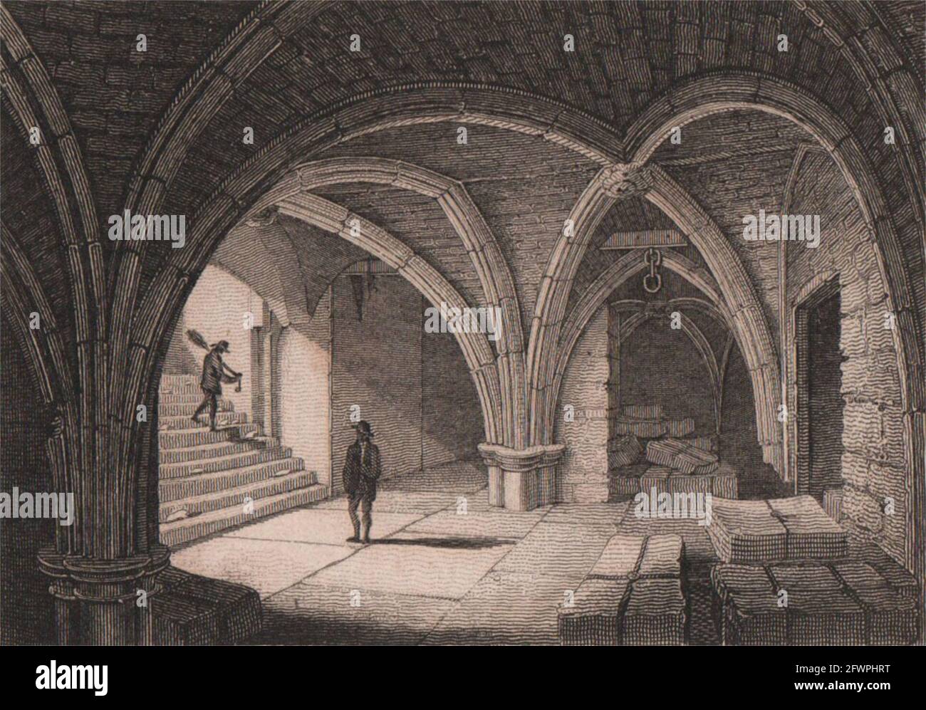Ancient Crypt, Leadenhall Street, London. Antique engraved print 1817 ...
