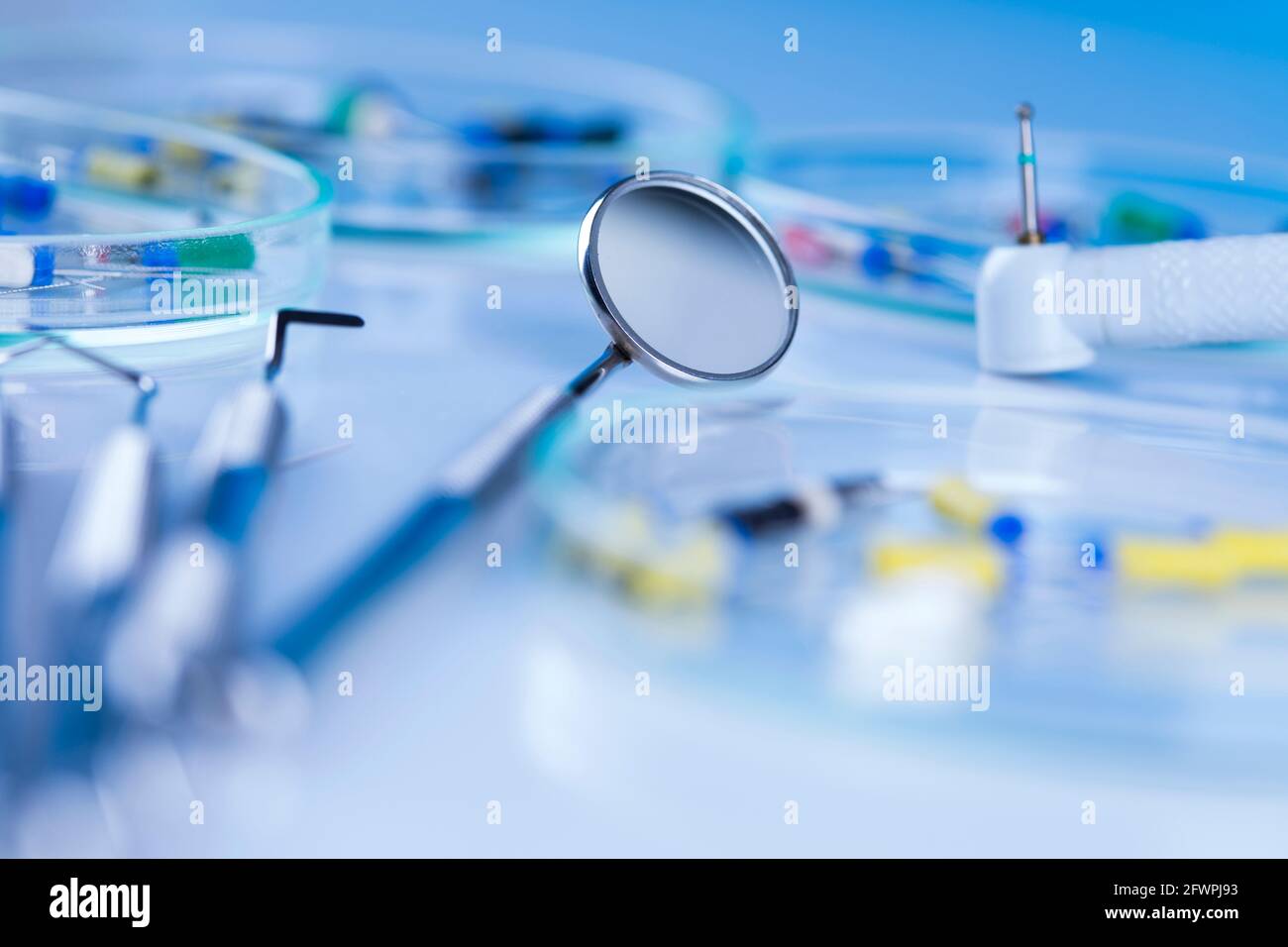 Set of metal medical equipment tools for teeth dental Stock Photo - Alamy