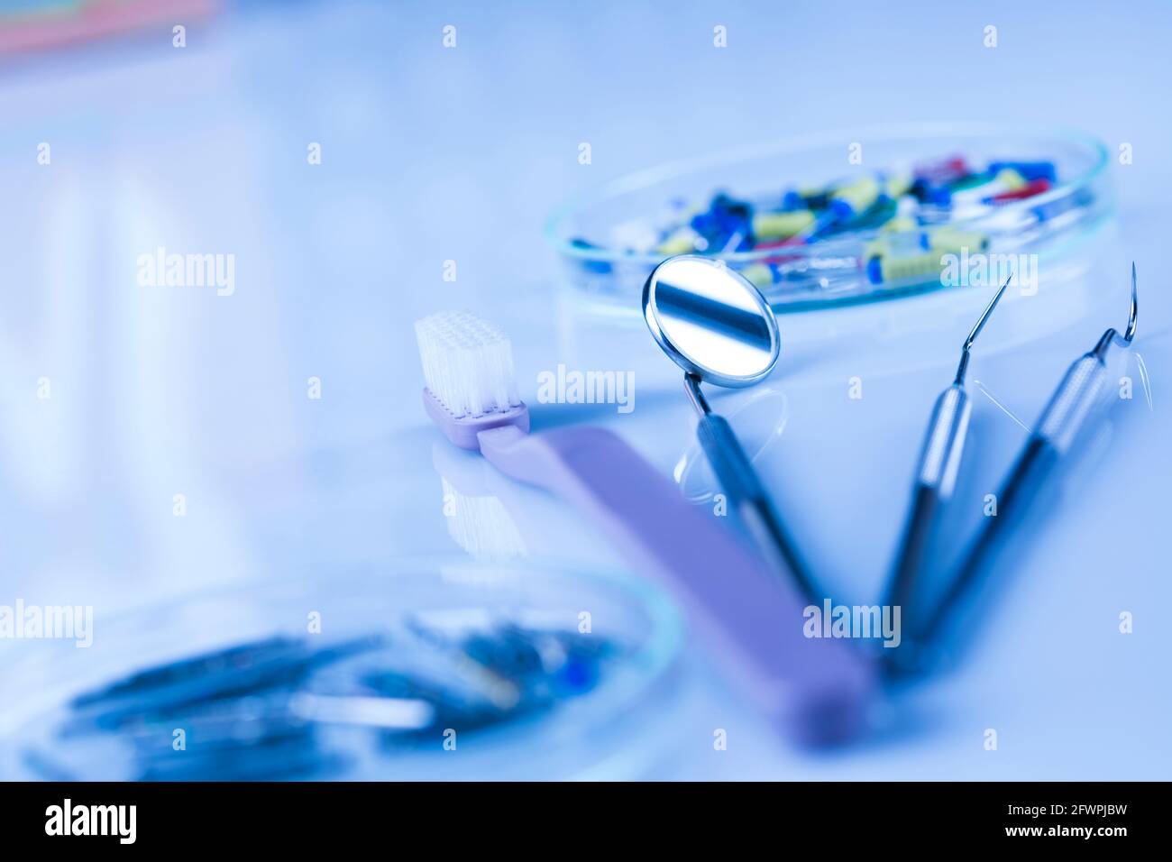 Set of metal medical equipment tools for teeth dental Stock Photo - Alamy