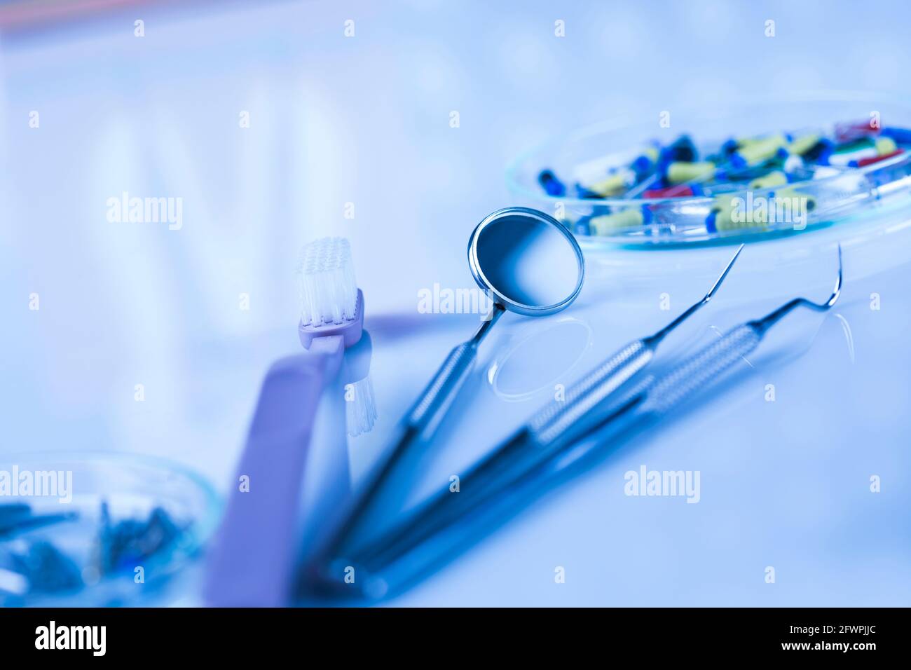 Set of metal medical equipment tools for teeth dental Stock Photo - Alamy
