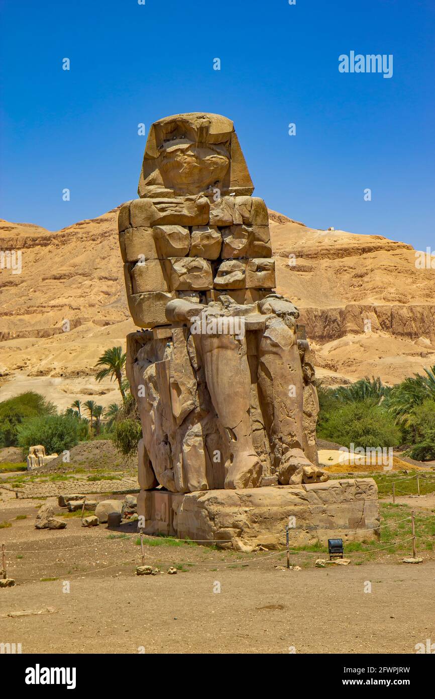 The Colossi of Memnon statues of the Pharaoh Amenhotep III, who reigned ...